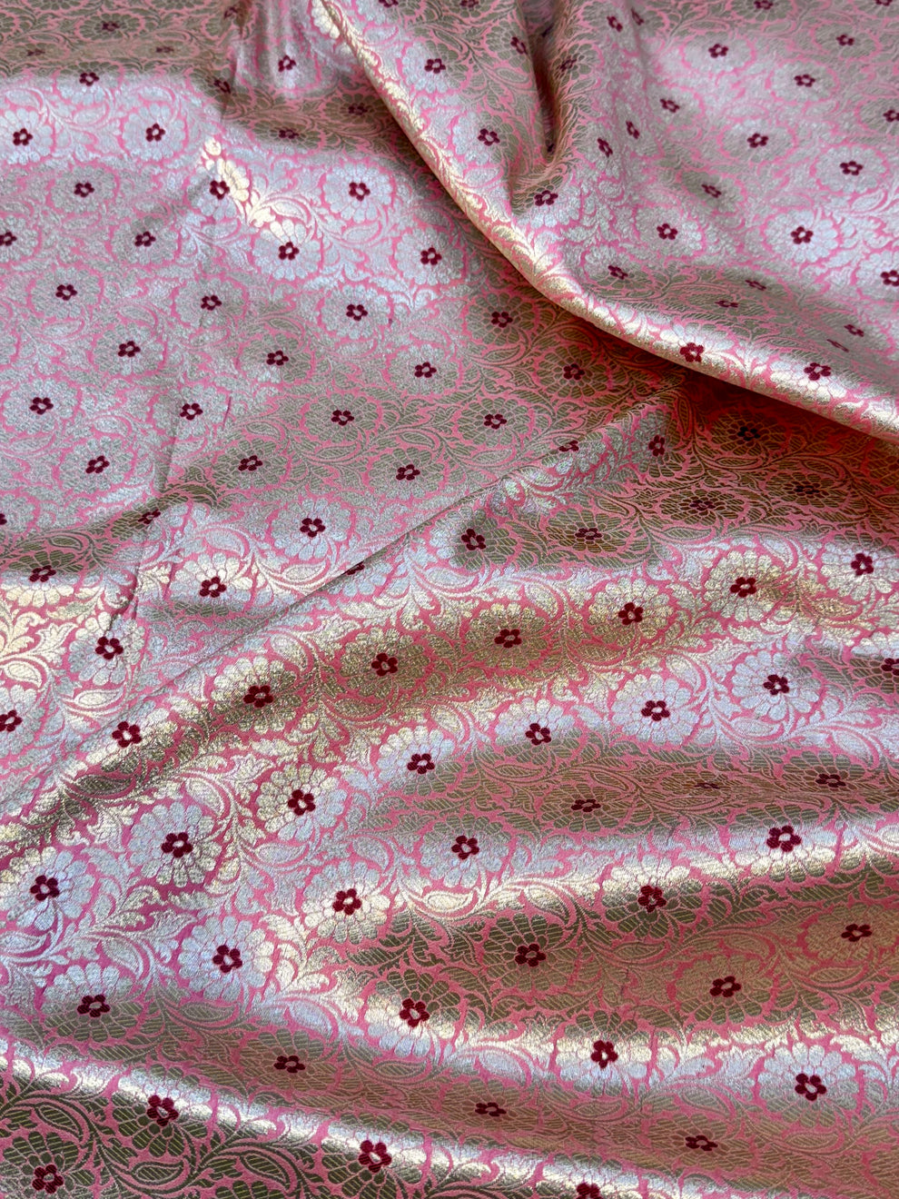 Pink Color Blended Brocade Fabrics – THAAN BY SILK KASHI